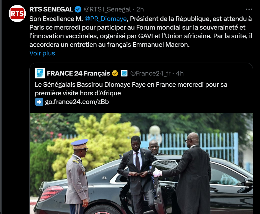 Sénégal Le Sénégalais Bassirou Diomaye Faye En France Quand